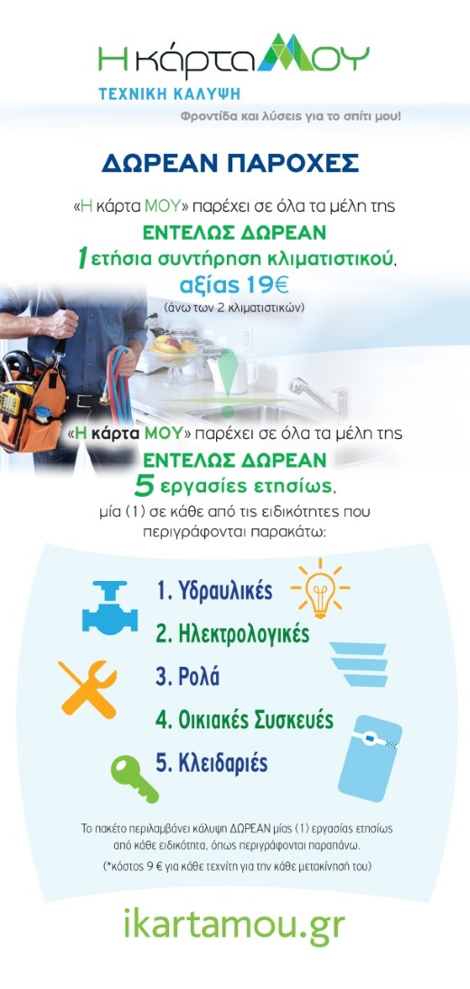 “Η κάρτα Μου” Τεχνική Κάλυψη: Η μόνη κάρτα που… επισκευάζει όλο το σπίτι