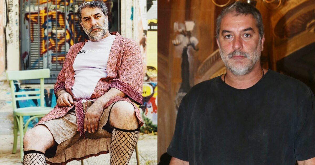Ο Βασίλης Μπισμπίκης ποζάρει με κόκκινες γόβες και διχτυωτές κάλτσες ...